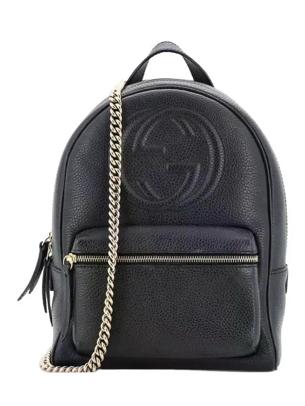 Gucci Soho Chain Leather Backpack - Black