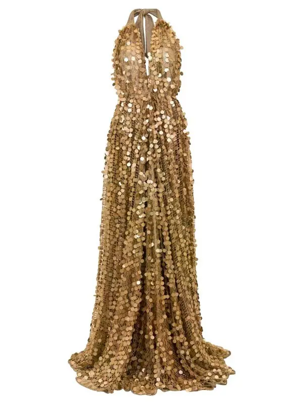 SANA OSMANI Divina Sequin Maxi Dress - Gold