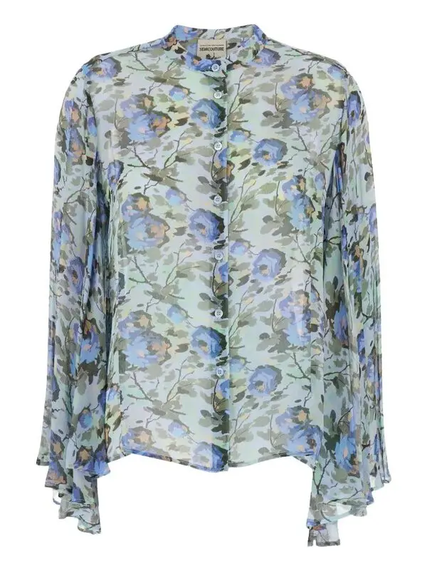 SEMICOUTURE Buttoned Floral Shirt - Green