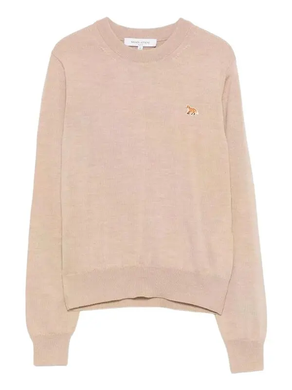 Maison Kitsuné Fox Appliqué Crewneck Sweater - Neutrals