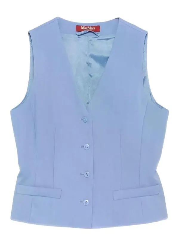 Max Mara Mstmadia Buttoned Virgin Wool Waistcoat - Blue