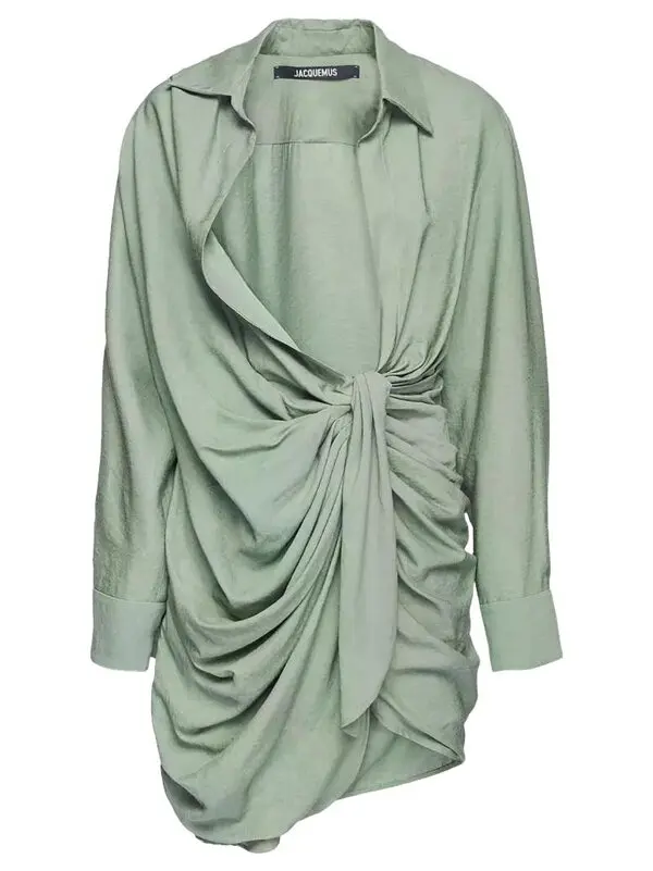 Jacquemus La Robe Bahia Asymmetric Mini Dress - Green