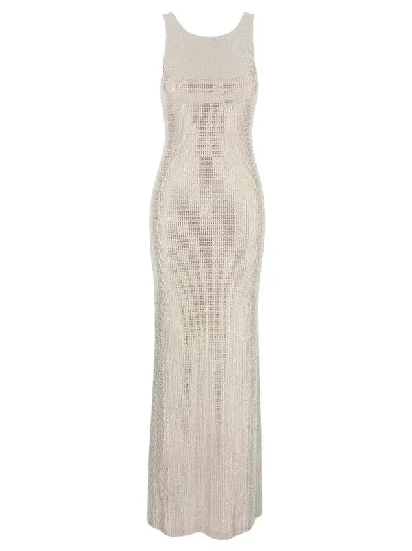 TWENTY FOURHAITCH Crystal-embellished Sleeveless Maxi Dress - Neutrals