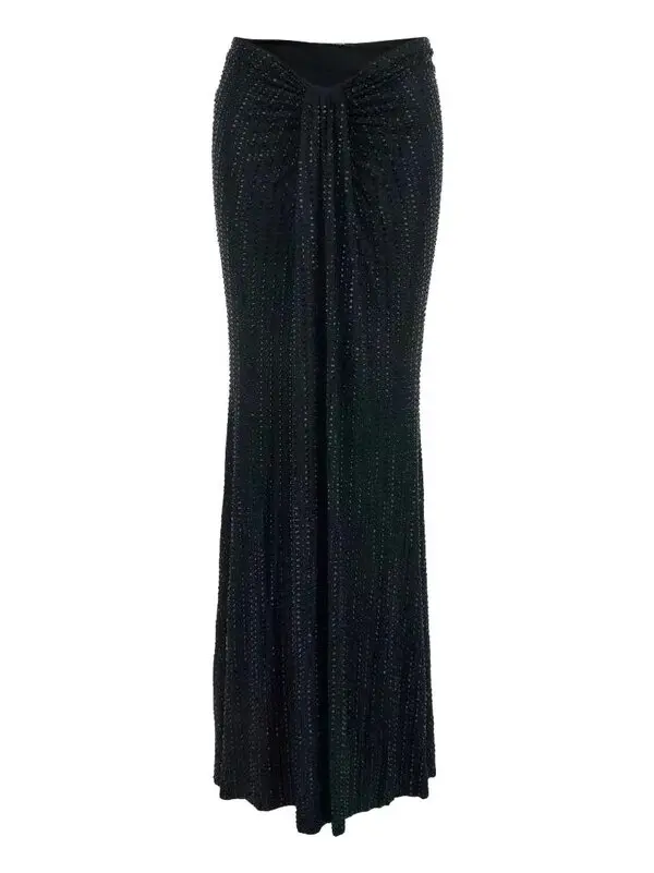 VENUJA Knotted Embellished Maxi Skirt - Black