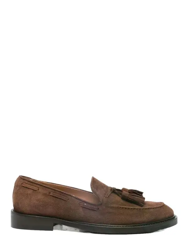ANNA F. Tassel Leather Loafers - Brown