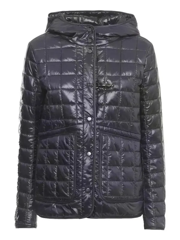 FAY Quilted Puffer Jacket With Hood - Grey