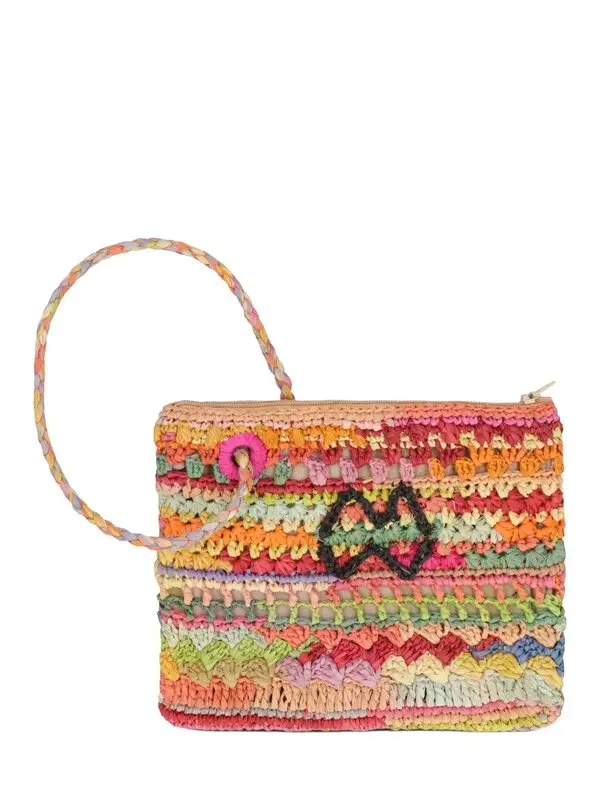 MADE FOR A WOMAN Mw Raffia Zip Clutch Bag - Orange
