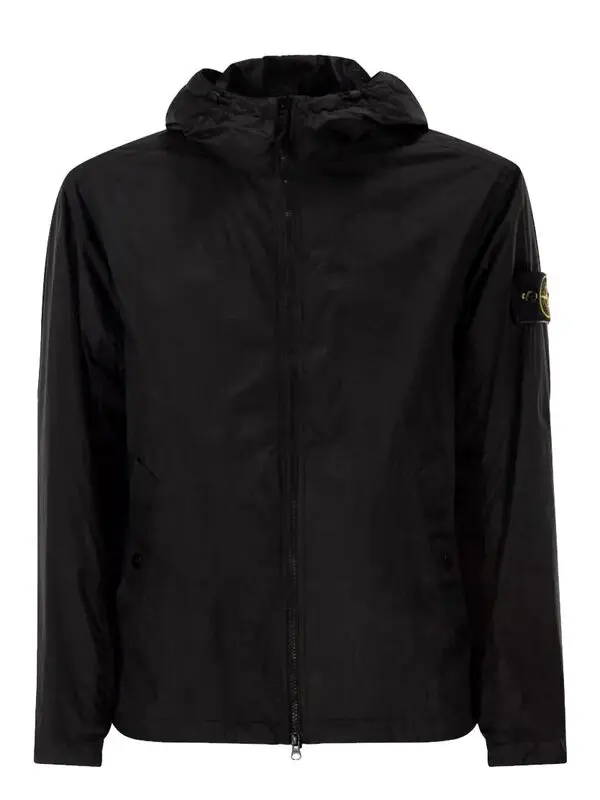 Stone Island Hooded Zip-up Jacket - Black