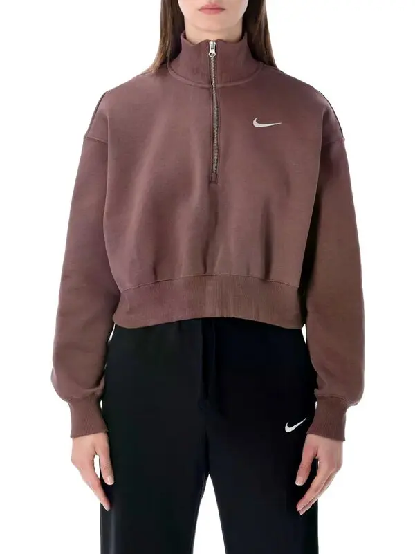 Nike Half-zip Cropped Sweatshirt - Brown