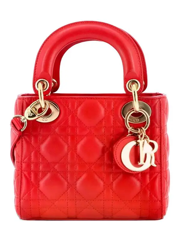 Dior Lady Mini Satchel Cannage Quilt Lambskin - Red