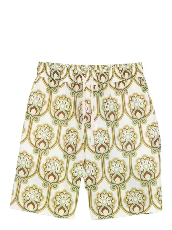 Drole De Monsieur Print Camp Shorts - Green