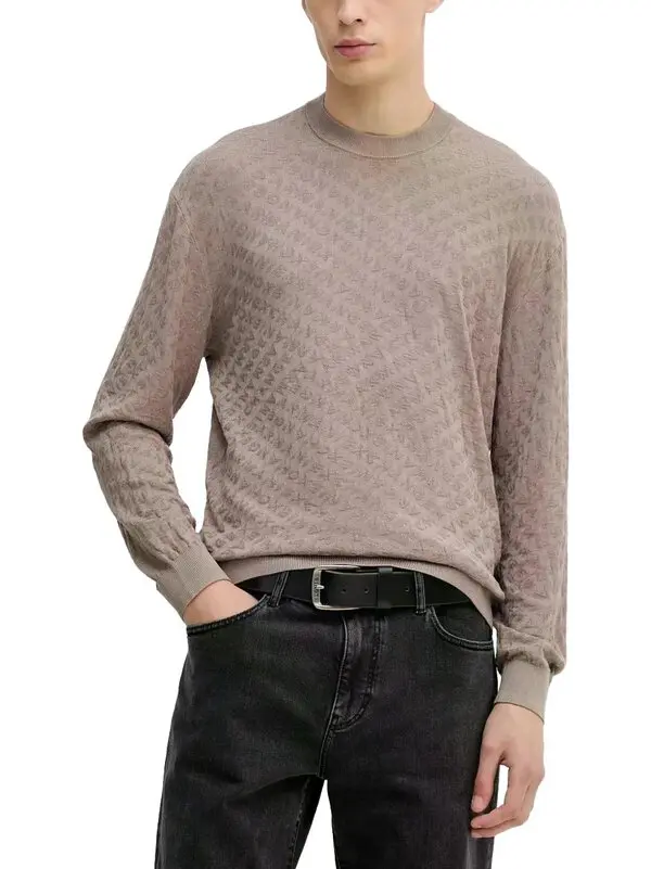 Armani Exchange Patterned Crew-neck Sweater - Neutrals