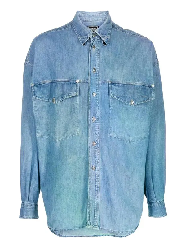 Versace 2000s Long-sleeve Denim Shirt - Blue