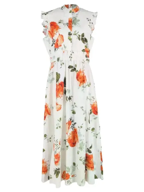 Erdem Floral-print Midi Dress - White