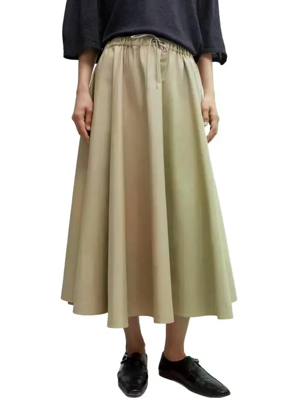 CORDERA Drawstring A-line Midi Skirt - Neutrals