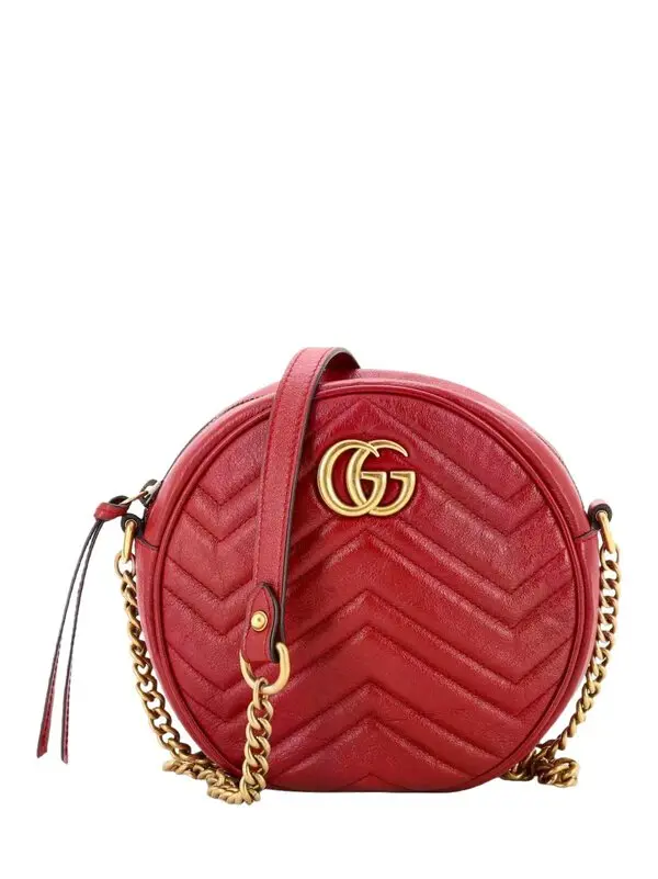 Gucci Gg Marmont Round Mini Crossbody Bag - Red