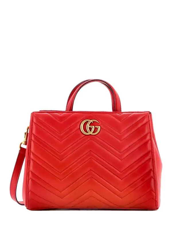 Gucci Gg Marmont Matelasse Leather Small Satchel - Red
