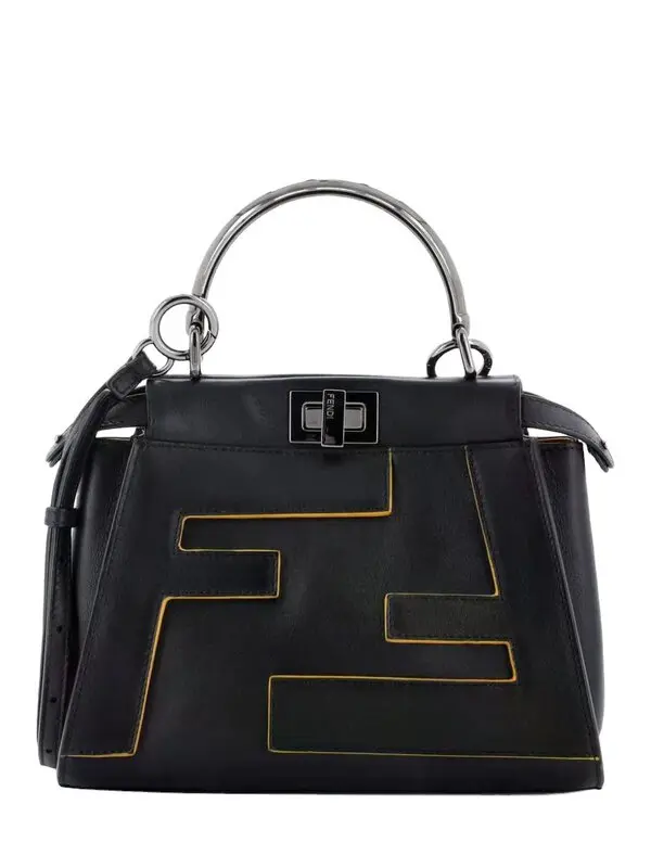 Fendi Ff Logo Peekaboo Mini Satchel - Black