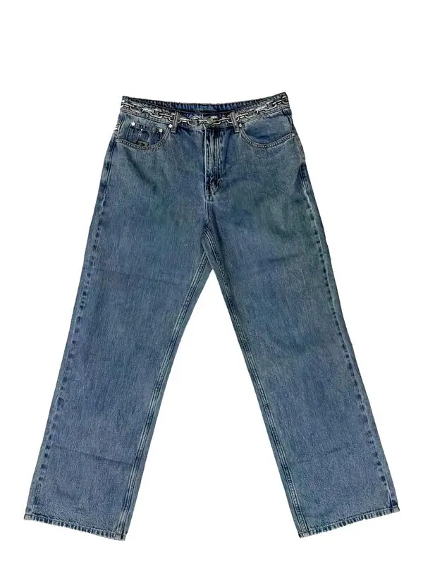 BABYLON Chain Detail Straight Leg Jeans - Blue