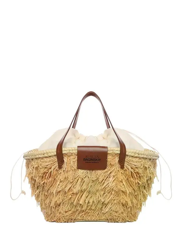 Ruslan Baginskiy Nest Straw Trim Tote Bag - Neutrals