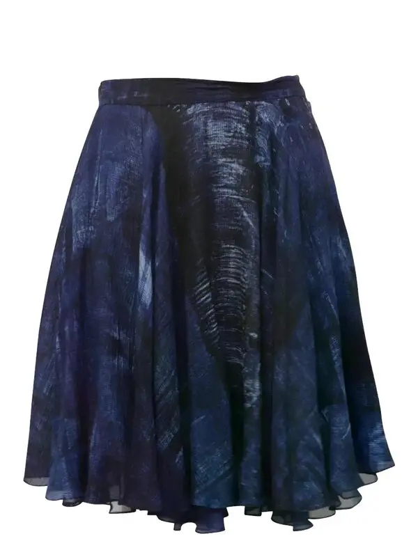 Ralph Lauren Printed Silk Mini Skirt - Blue