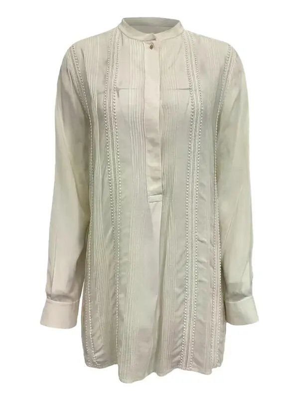 Chloé Embroidery-trimmed Long-sleeve Blouse - Neutrals