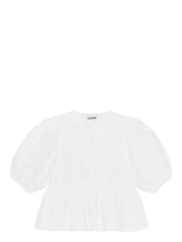 GANNI Peplum Blouse - White