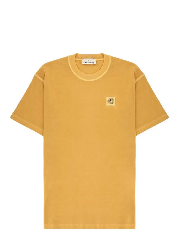 Stone Island T-shirt With Logo Patch - Yellow