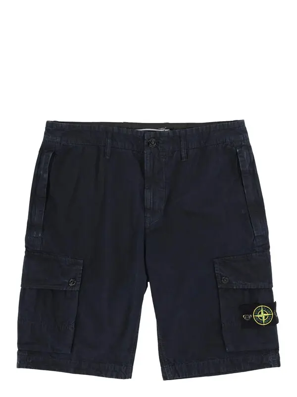 Stone Island Cargo Shorts With Logo Patch - Blue