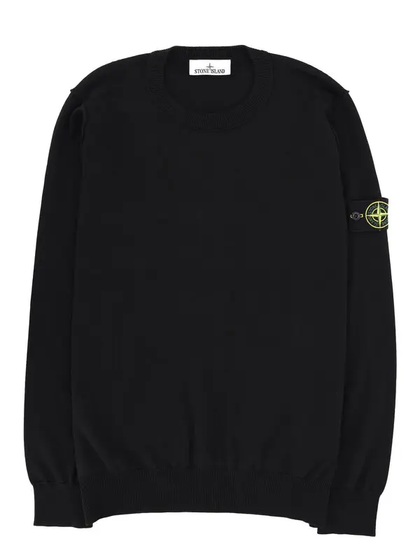 Stone Island Jersey With Logo - Black