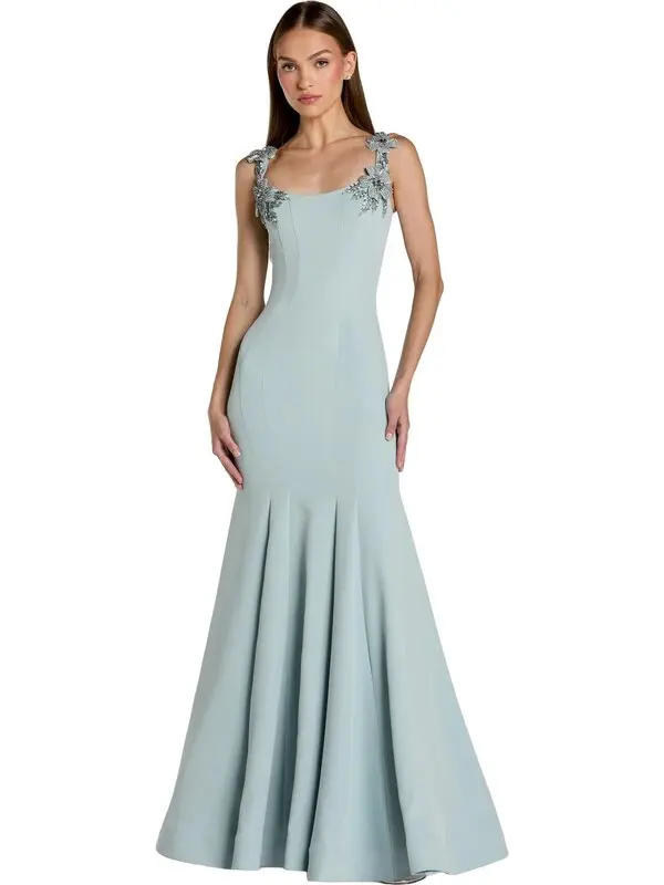 Mac Duggal Sleeveless Mermaid Gown With Rhinestone Straps - Powder Blue