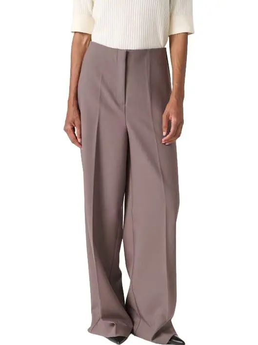 SOAKED IN LUXURY Corinne High-waisted Wide Leg Trousers - Dark Gull Gray