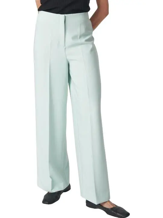 SOAKED IN LUXURY Corinne High-waisted Wide Leg Trousers - Surf Spray