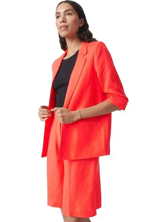 SOAKED IN LUXURY Malia Open Front Blazer - Hot Coral