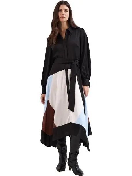 PHASE EIGHT Samalie Satin Hanky Dress - Black