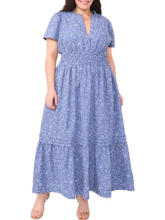 CECE DUPRAZ Floral Maxi Dress - Classic Navy