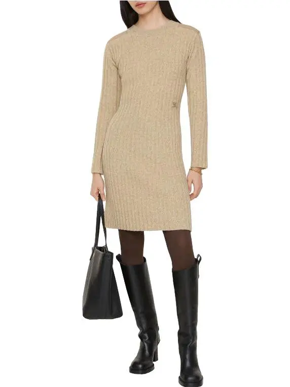 Burberry Wool Cashmere Rib-knit Dress - Hamper Beige