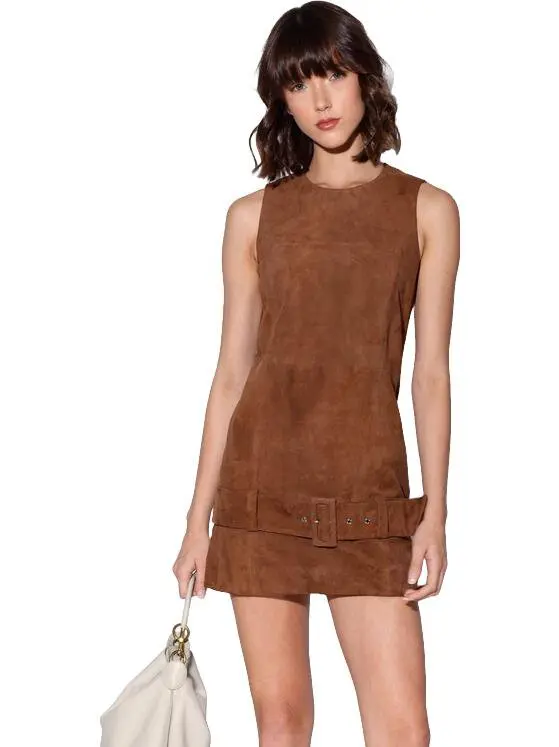 Walter Baker Vanna Mini Shift Dress - Chestnut Suede