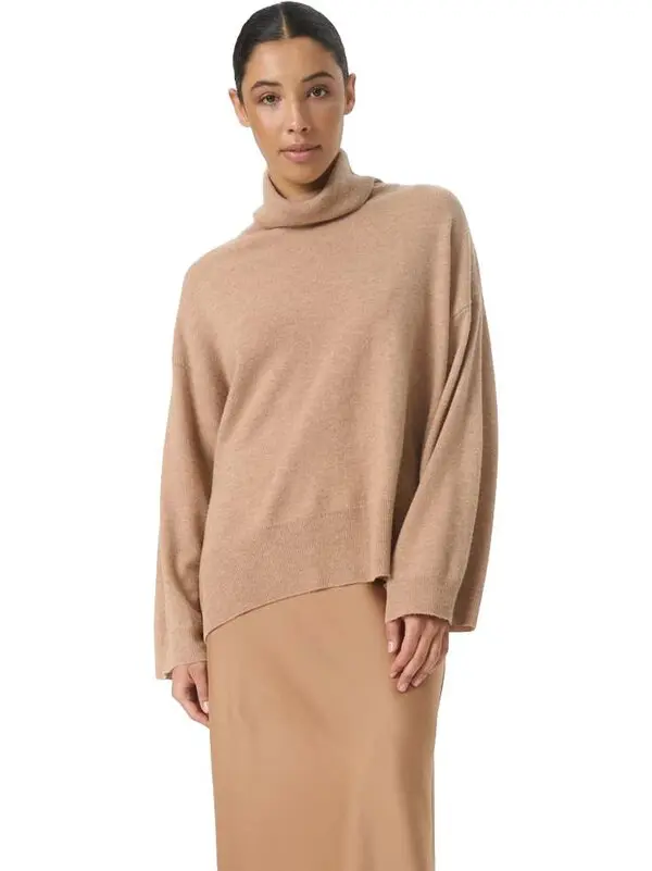 SOAKED IN LUXURY Molina Loose Fit Rollneck Pullover - Burro Melange