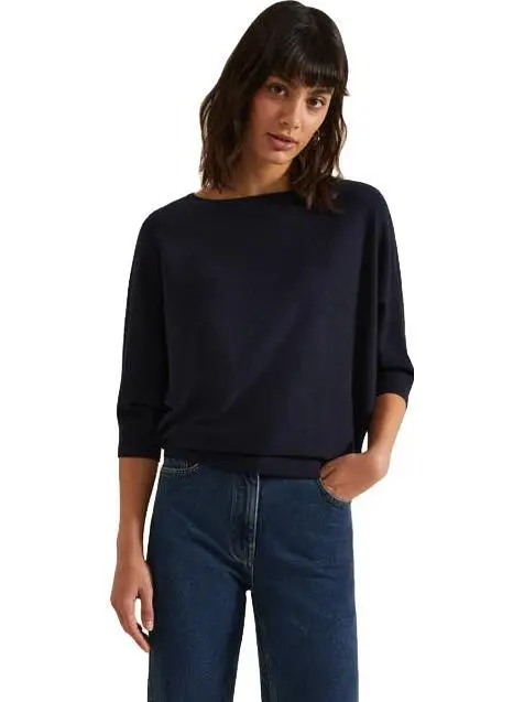 PHASE EIGHT Cristine Slash Neck Knit Jumper - Navy