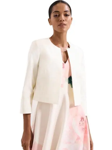 PHASE EIGHT Cropped Round Neck Jacket - Cream