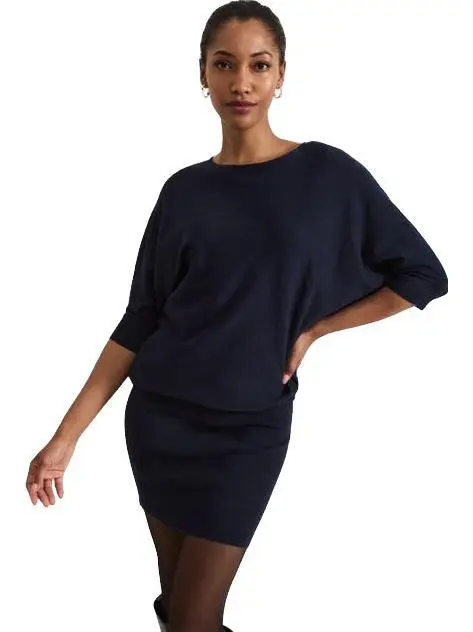 PHASE EIGHT Knitted Batwing Dress - Navy