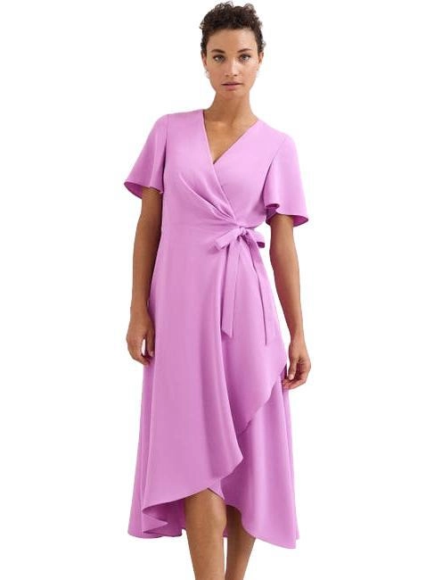PHASE EIGHT Julissa Short Sleeve Wrap Dress With Ruffle Detail - Lilac