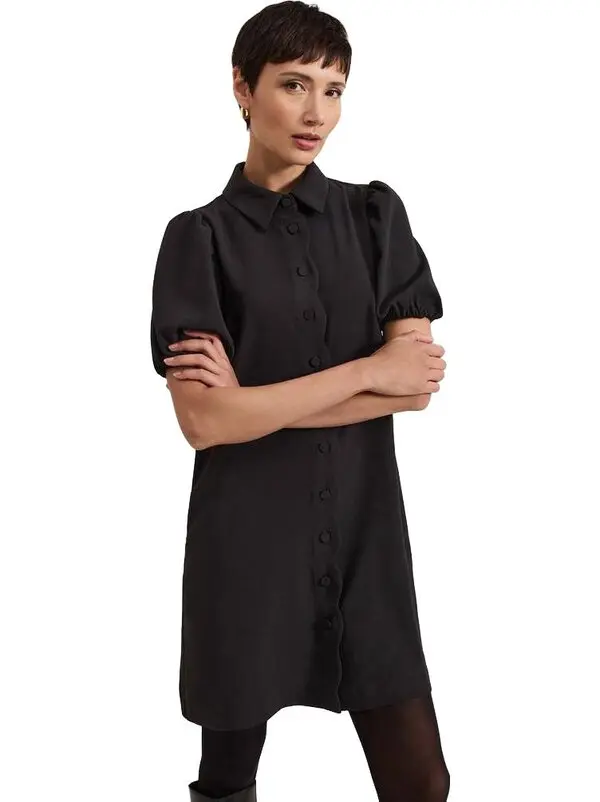 PHASE EIGHT Candice Scallop Detail Shirt Dress - Black