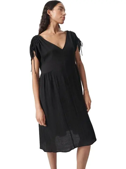 SOAKED IN LUXURY Kehlani Open Back Short Sleeve Dress - Black