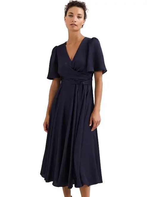 PHASE EIGHT Fluid Wrap Midi Dress - Navy