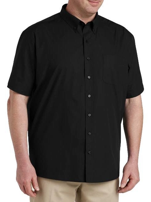B+T ESSENTIALS Big & Tall Poplin Sport Shirt - Black