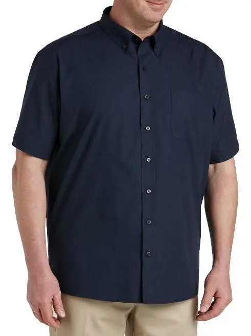 B+T ESSENTIALS Big & Tall Poplin Sport Shirt - Navy