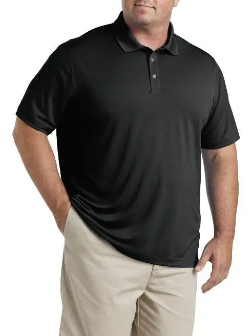 B+T ESSENTIALS Big & Tall Solid Golf Polo Shirt - Black