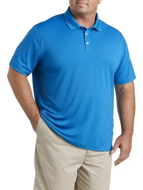 B+T ESSENTIALS Big & Tall Solid Golf Polo Shirt - Blue